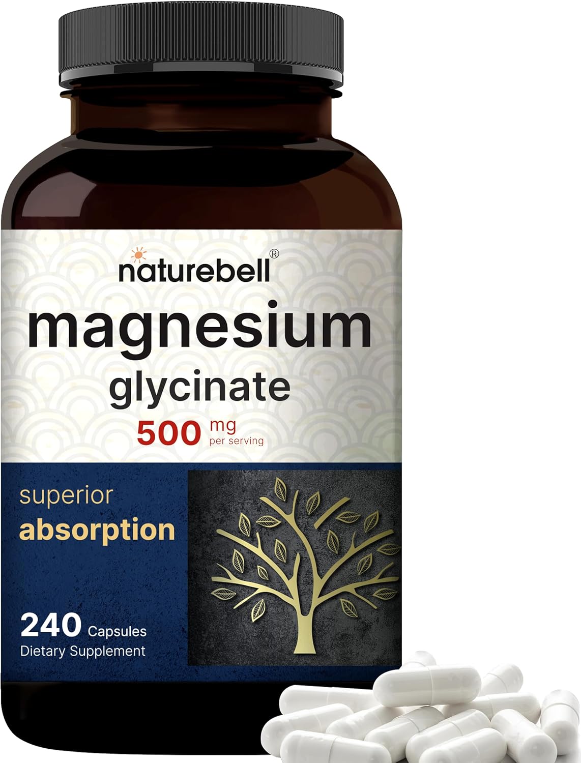 Magnesium Glycinate Capsules 500Mg - 240 Count - Non-Gmo & Gluten Free ...